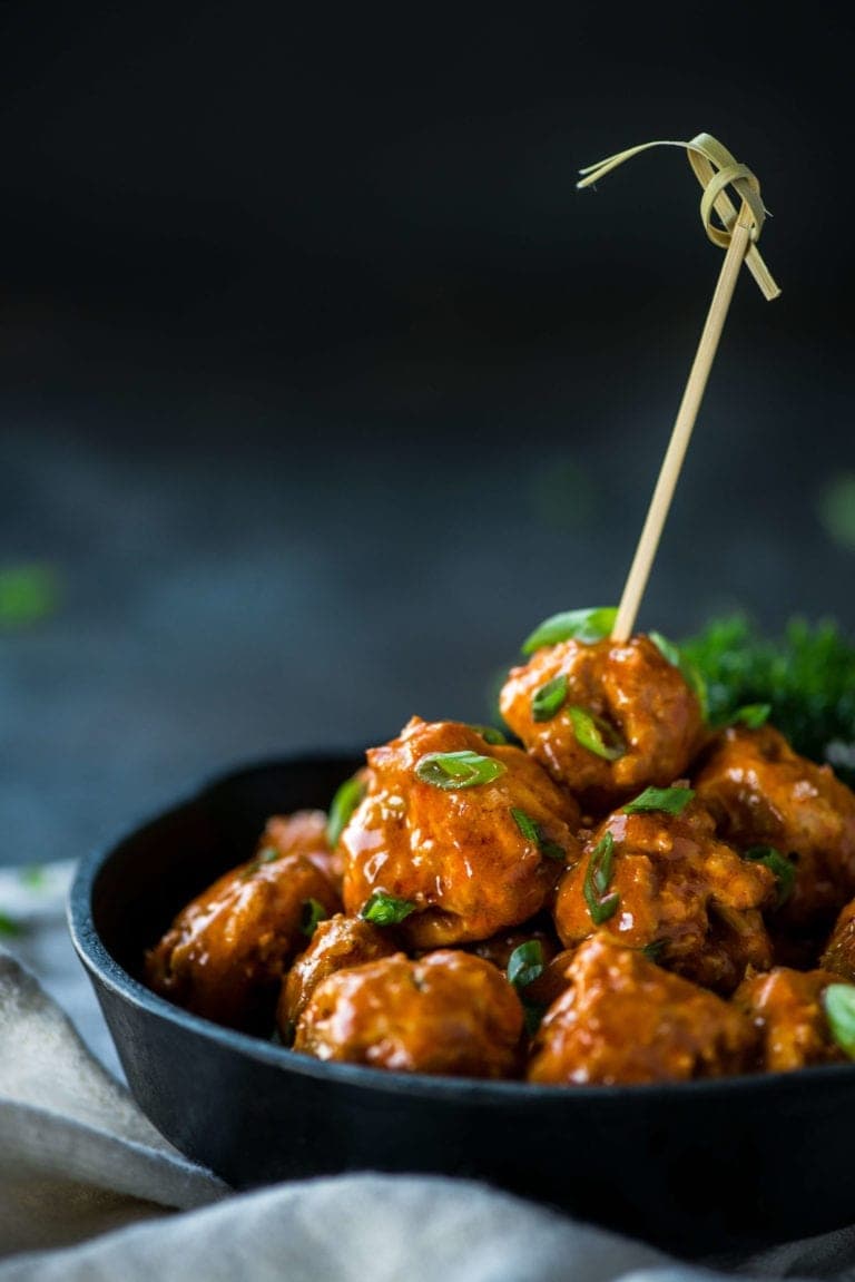 Buffalo Blue Cheese Chicken Meatballs | Peace Love and Low Carb