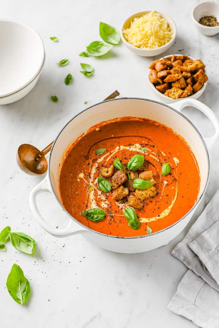 Smoked Gouda, Roasted Red Pepper Tomato Bisque