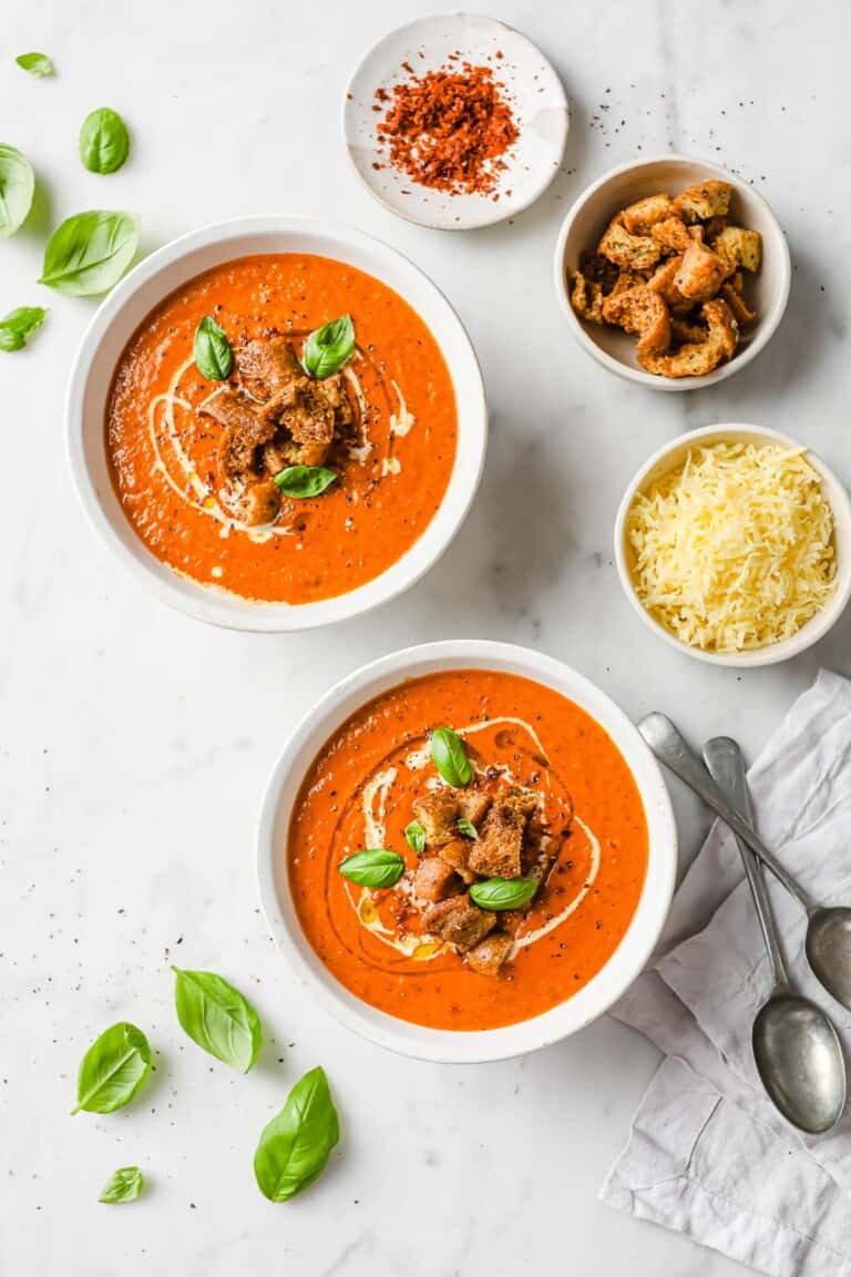 Smoked Gouda, Roasted Red Pepper Tomato Bisque