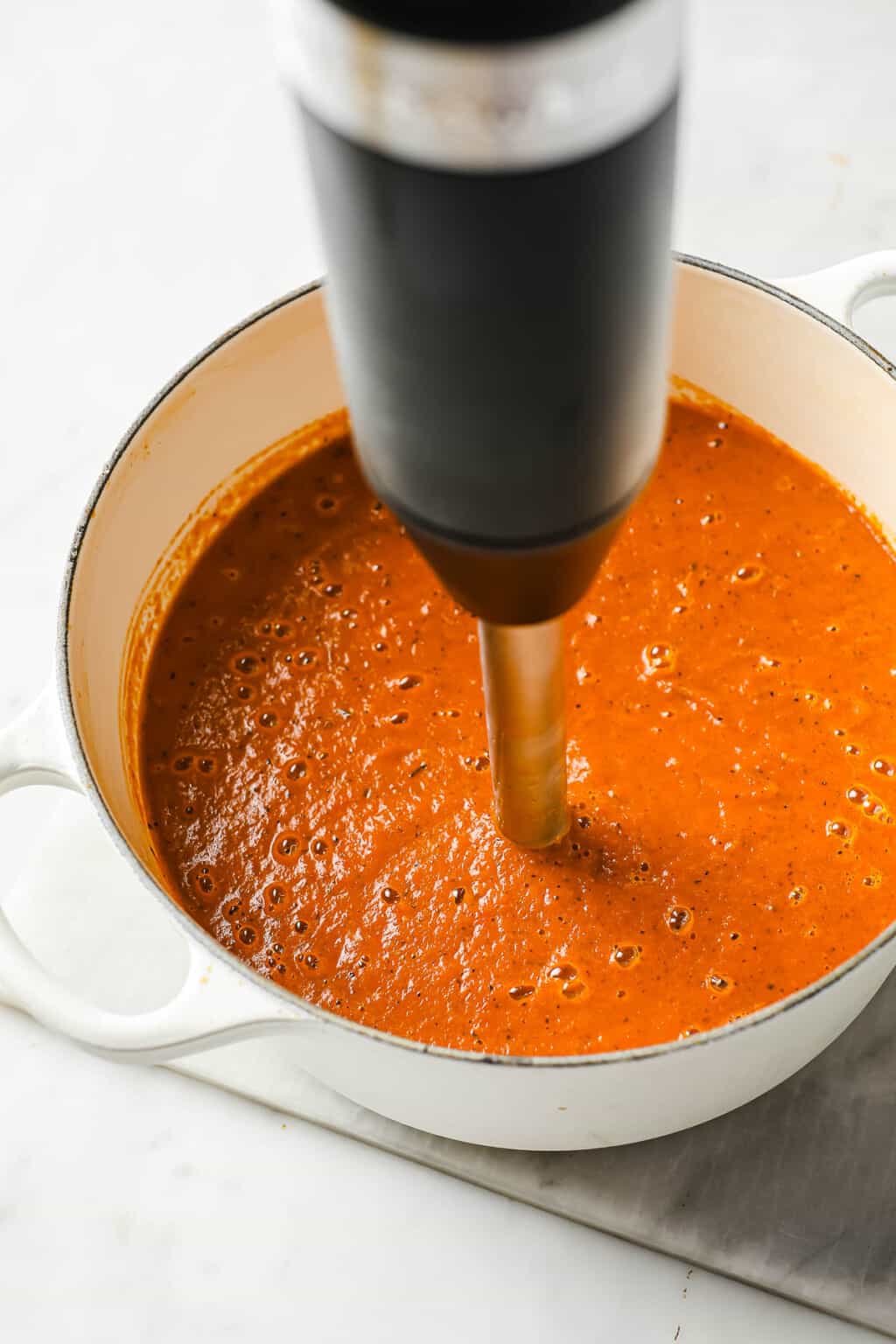 Smoked Gouda, Roasted Red Pepper Tomato Bisque
