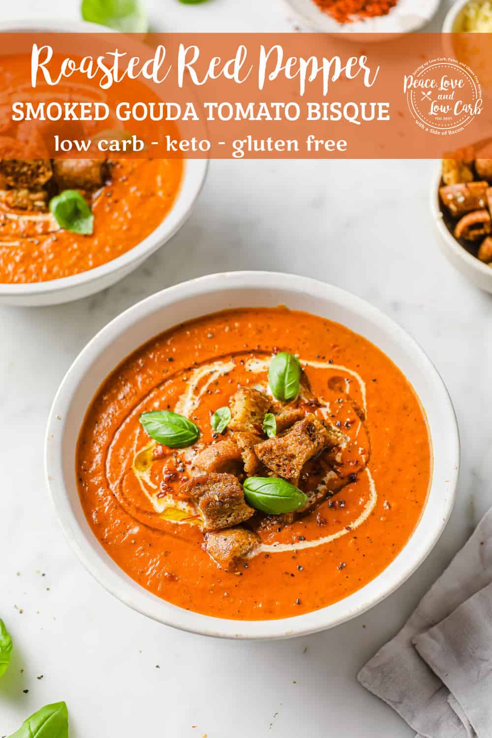 Smoked Gouda, Roasted Red Pepper Tomato Bisque