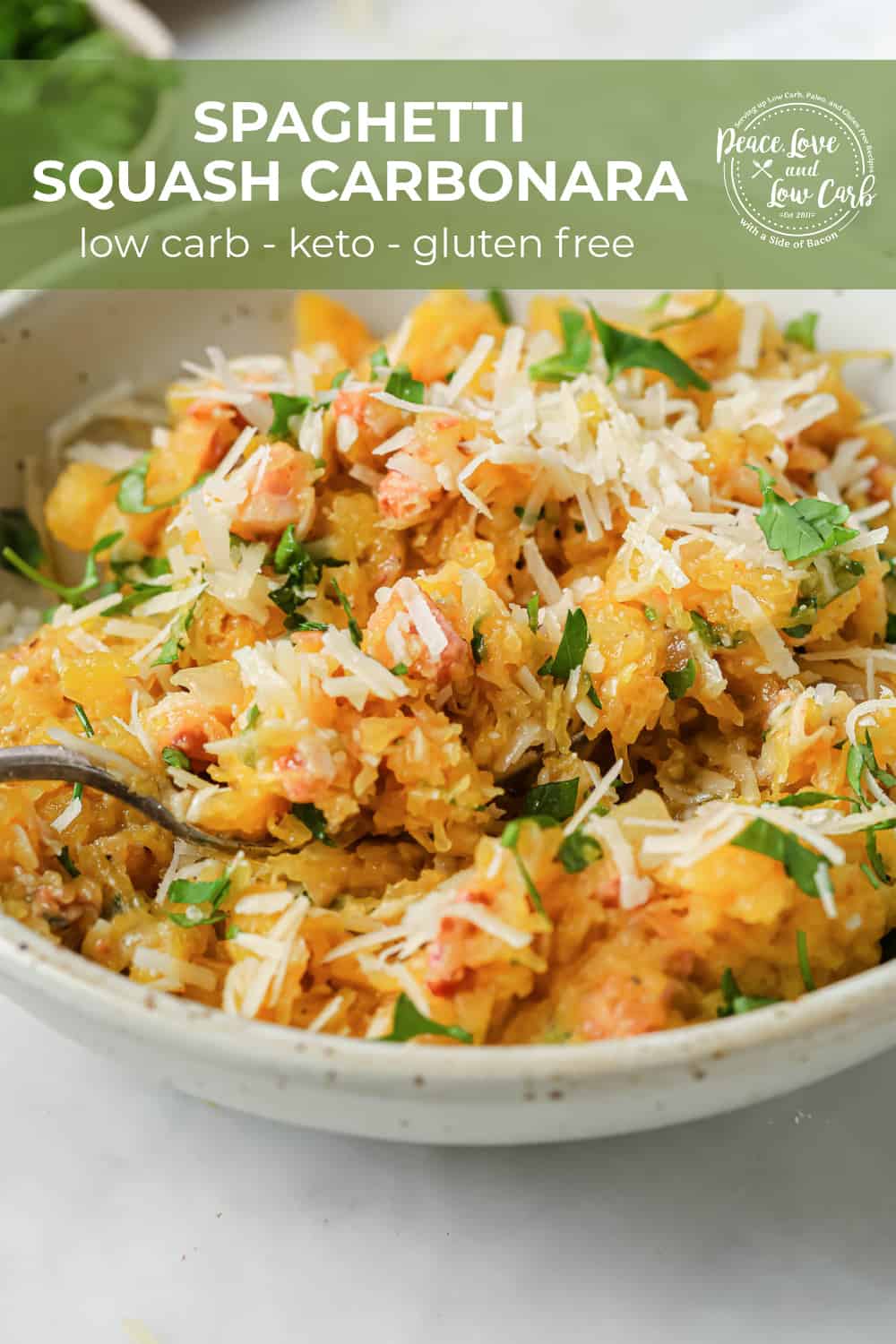 Spaghetti Squash Carbonara | Peace Love and Low Carb