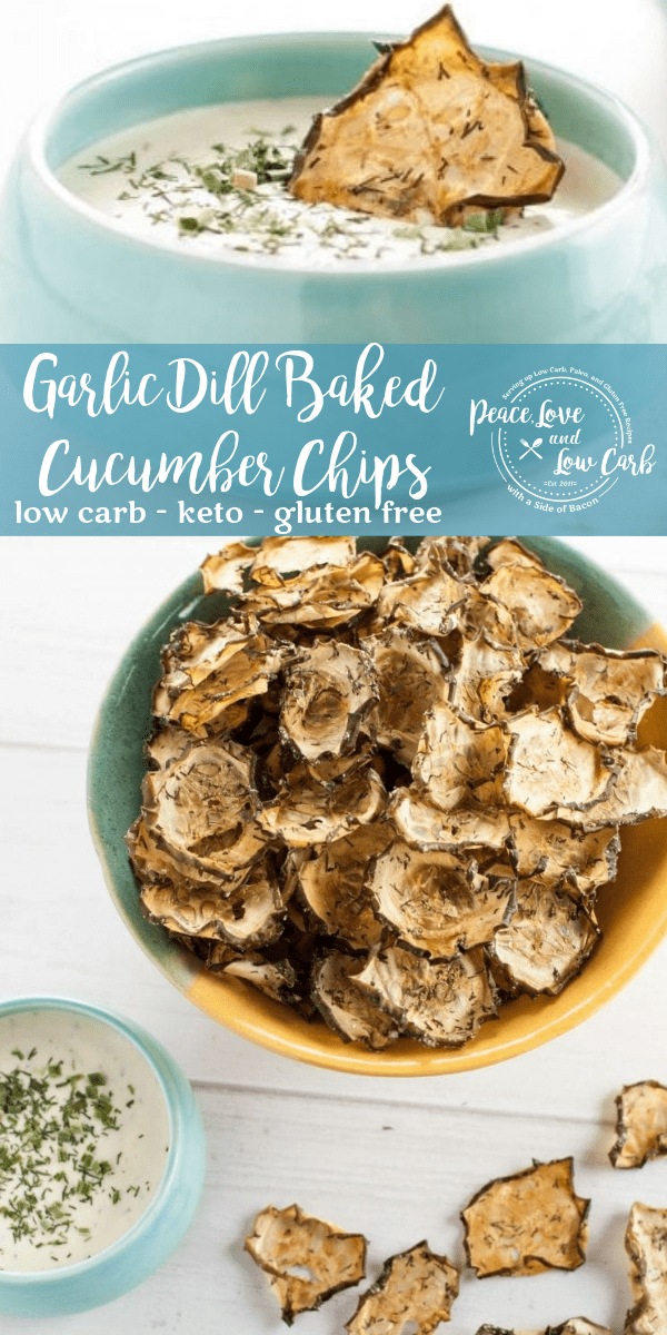 Garlic Dill Baked Cucumber Chips | Peace Love and Low Carb