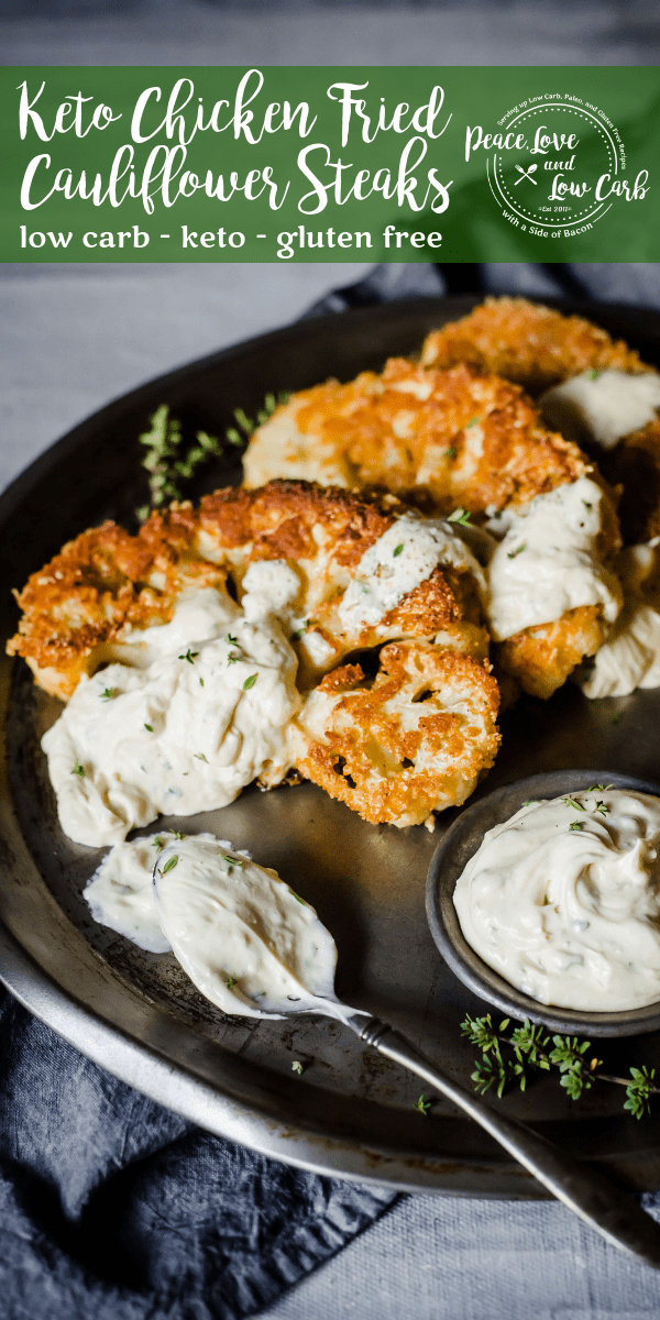 Keto Chicken Fried Cauliflower Steaks - Peace Love and Low Carb