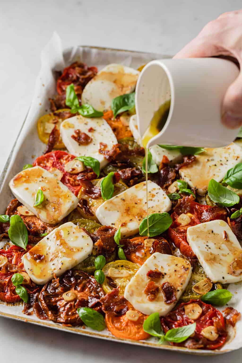 Baked Heirloom Caprese Salad - Peace Love and Low Carb