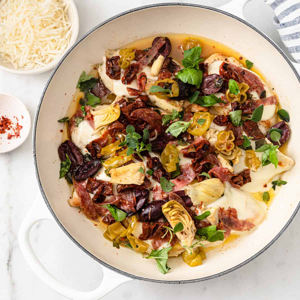 Keto Antipasto Chicken - Peace Love and Low Carb