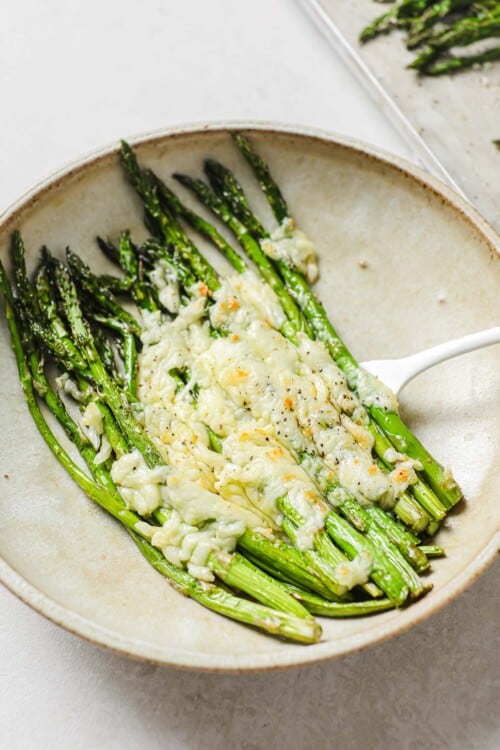 Cheesy Garlic Roasted Asparagus - Peace Love and Low Carb