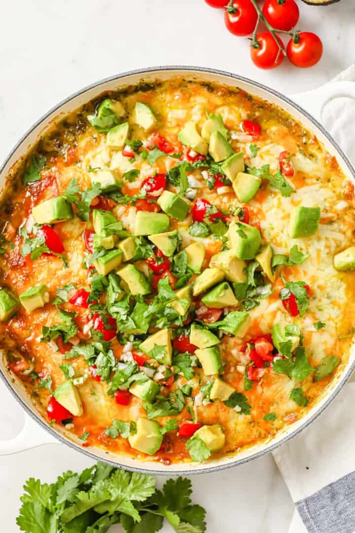 Cheesy Salsa Verde Chicken Casserole - Peace Love and Low Carb