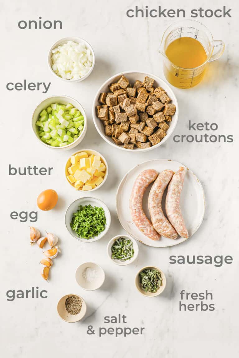 Sausage and Herb Keto Stuffing - Peace Love and Low Carb
