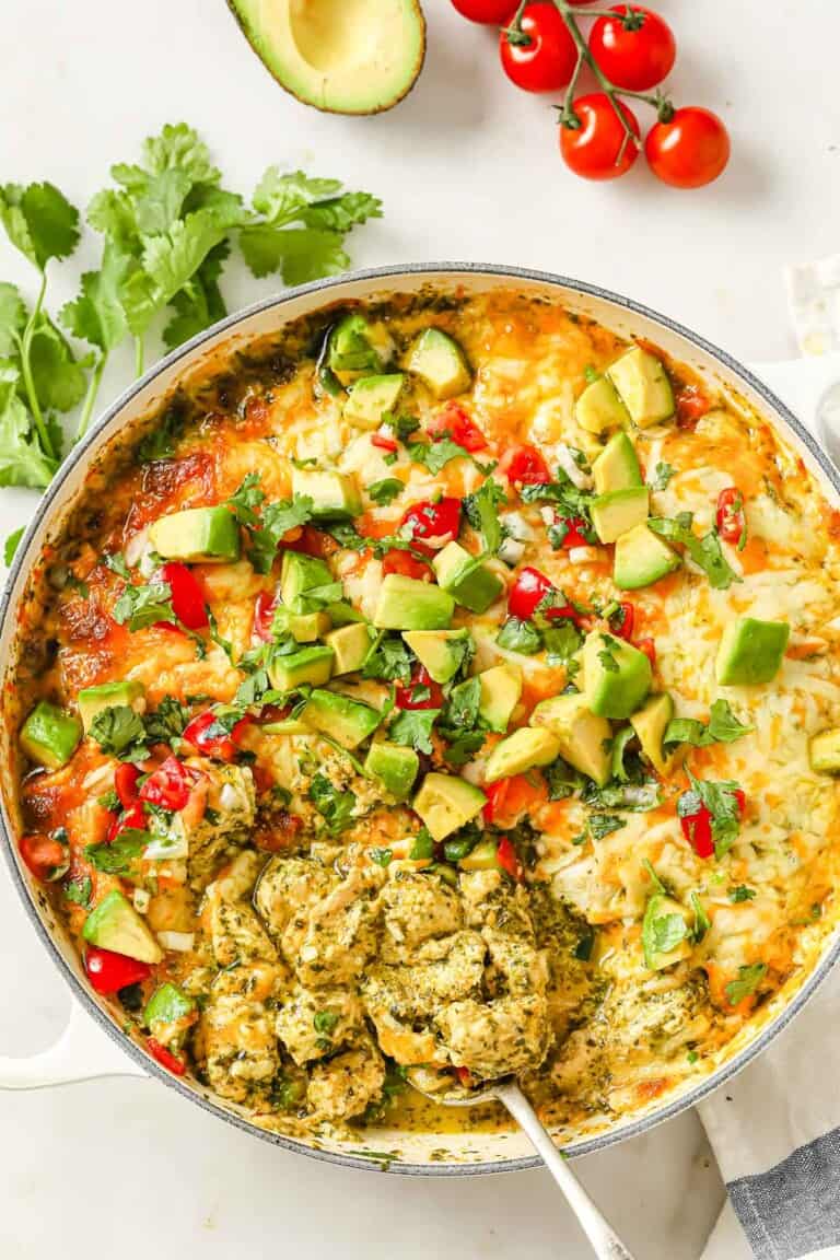 Cheesy Salsa Verde Chicken Casserole - Fitness Crest