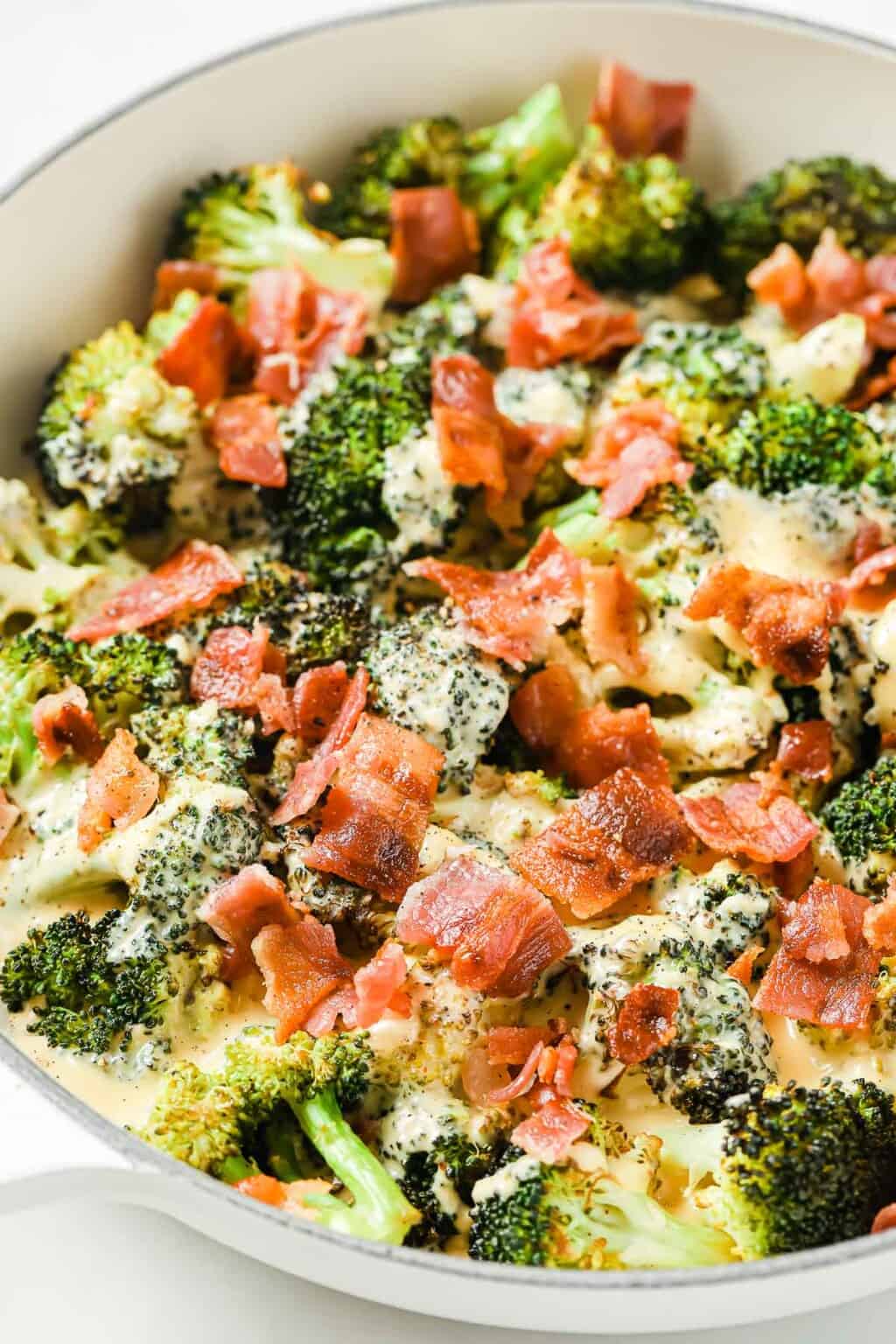Keto Broccoli with Cheese Sauce and Bacon - Peace Love and Low Carb